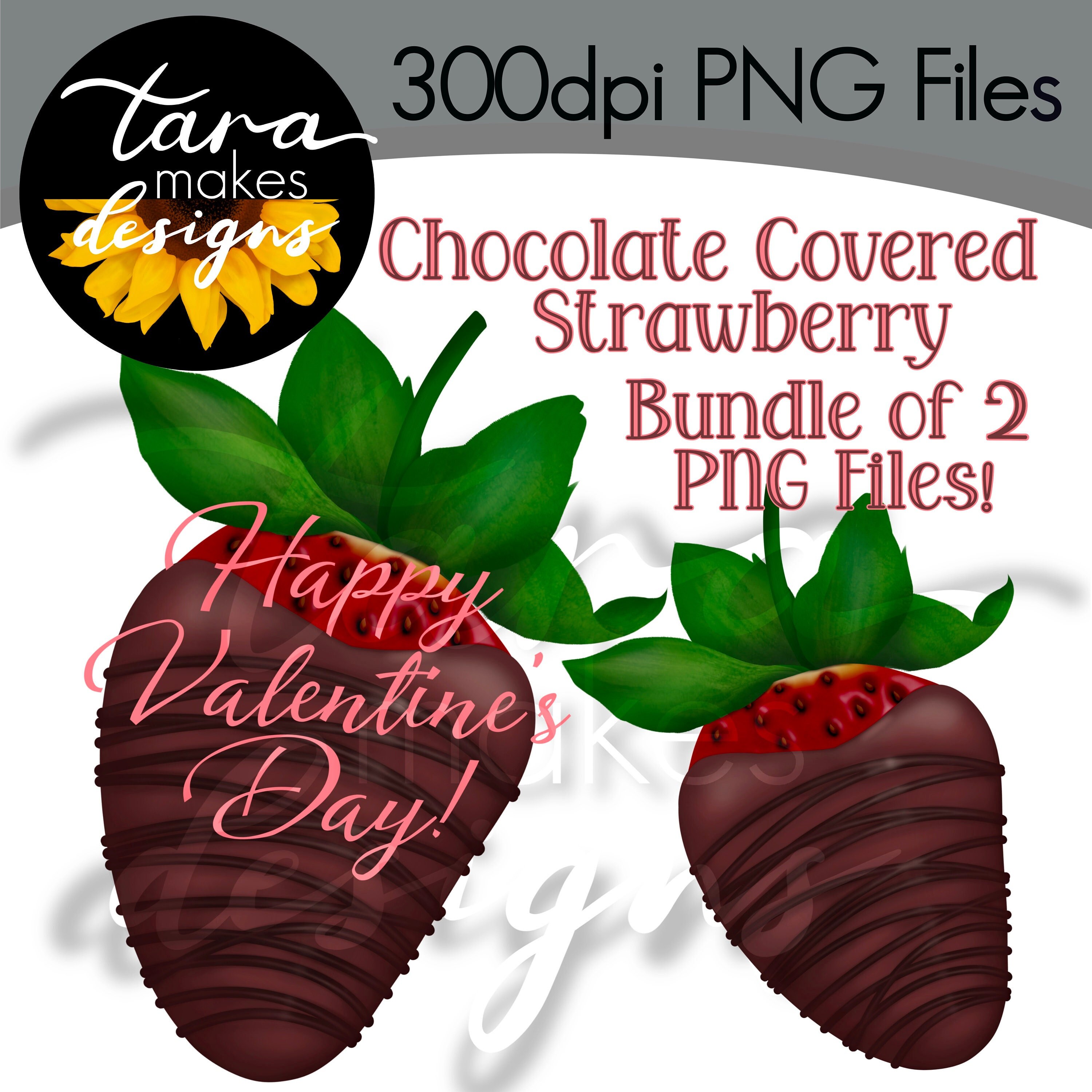 Chocolate Covered Strawberry Valentine PNG File Bundle, Sublimation ...