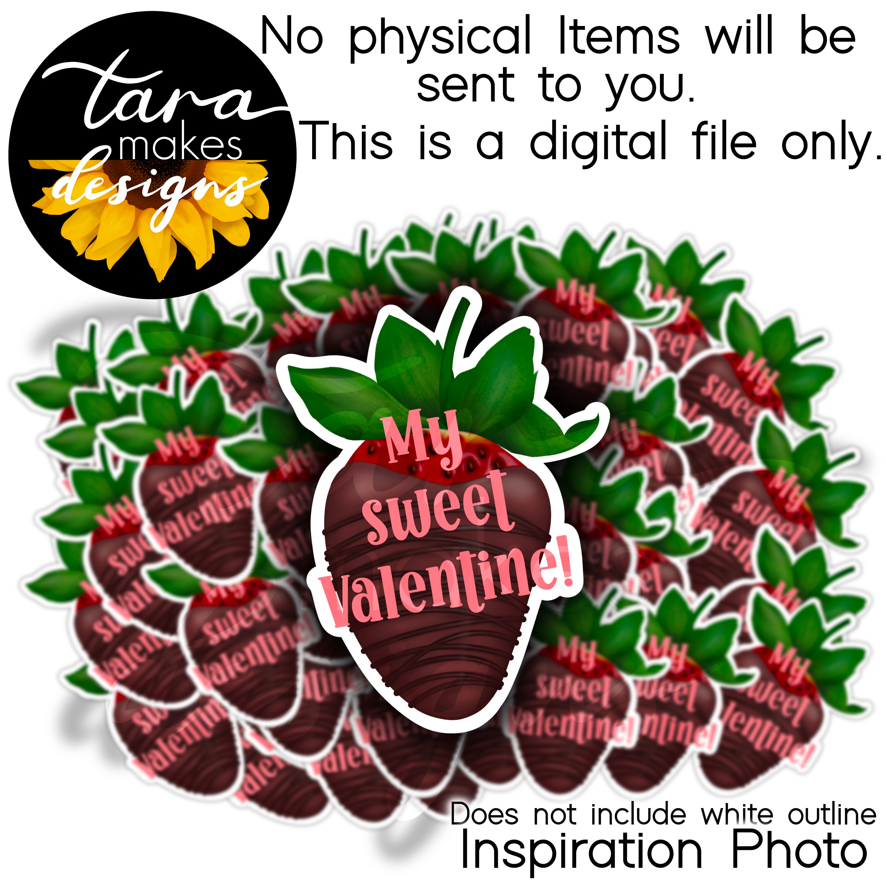 Chocolate Covered Strawberry Valentine PNG File Bundle, Sublimation ...