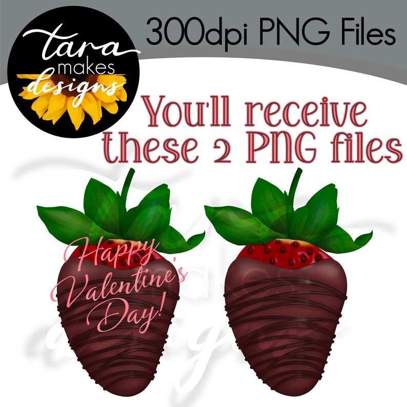 Chocolate Covered Strawberry Valentine PNG File Bundle, Sublimation ...