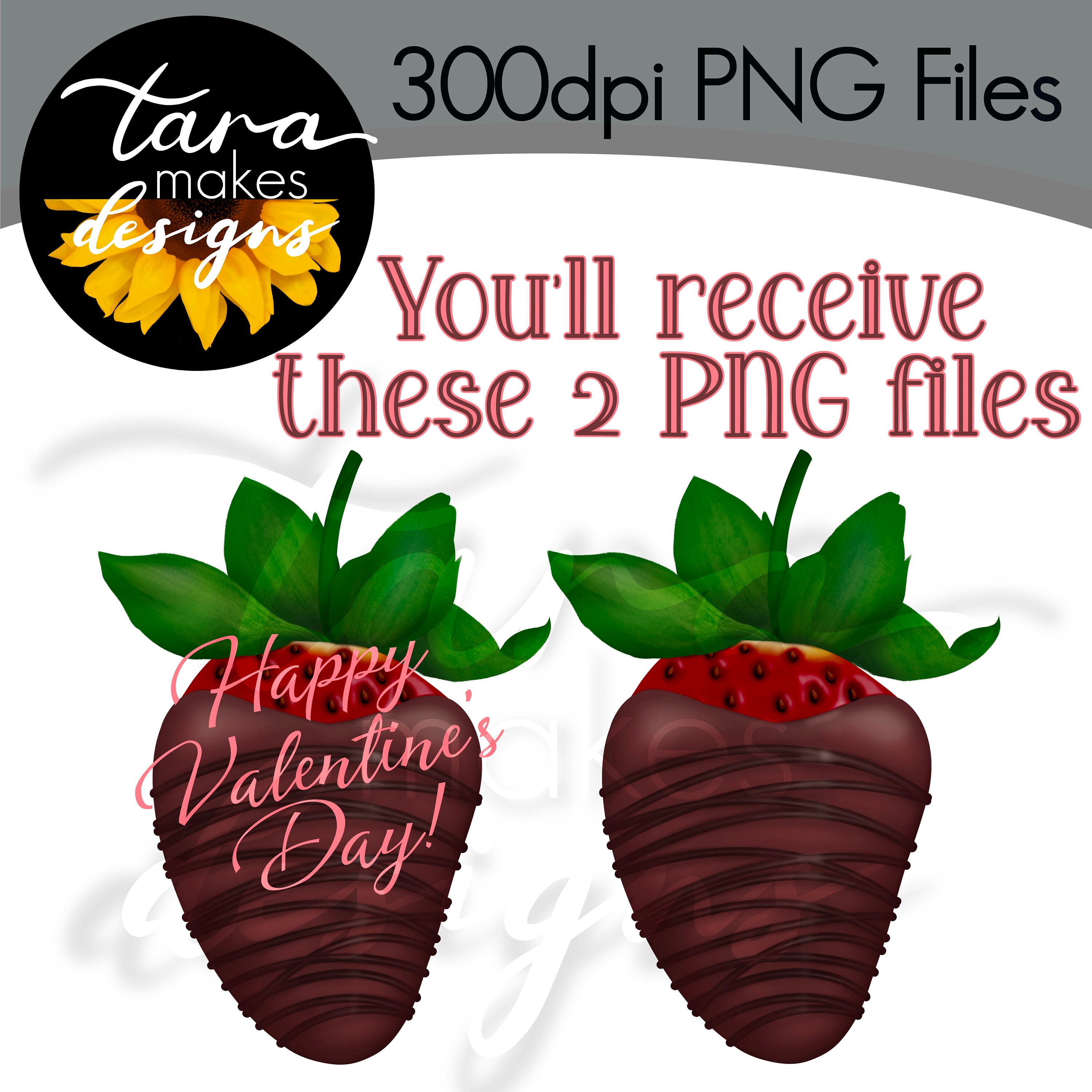 Chocolate Covered Strawberry Valentine PNG File Bundle, Sublimation ...