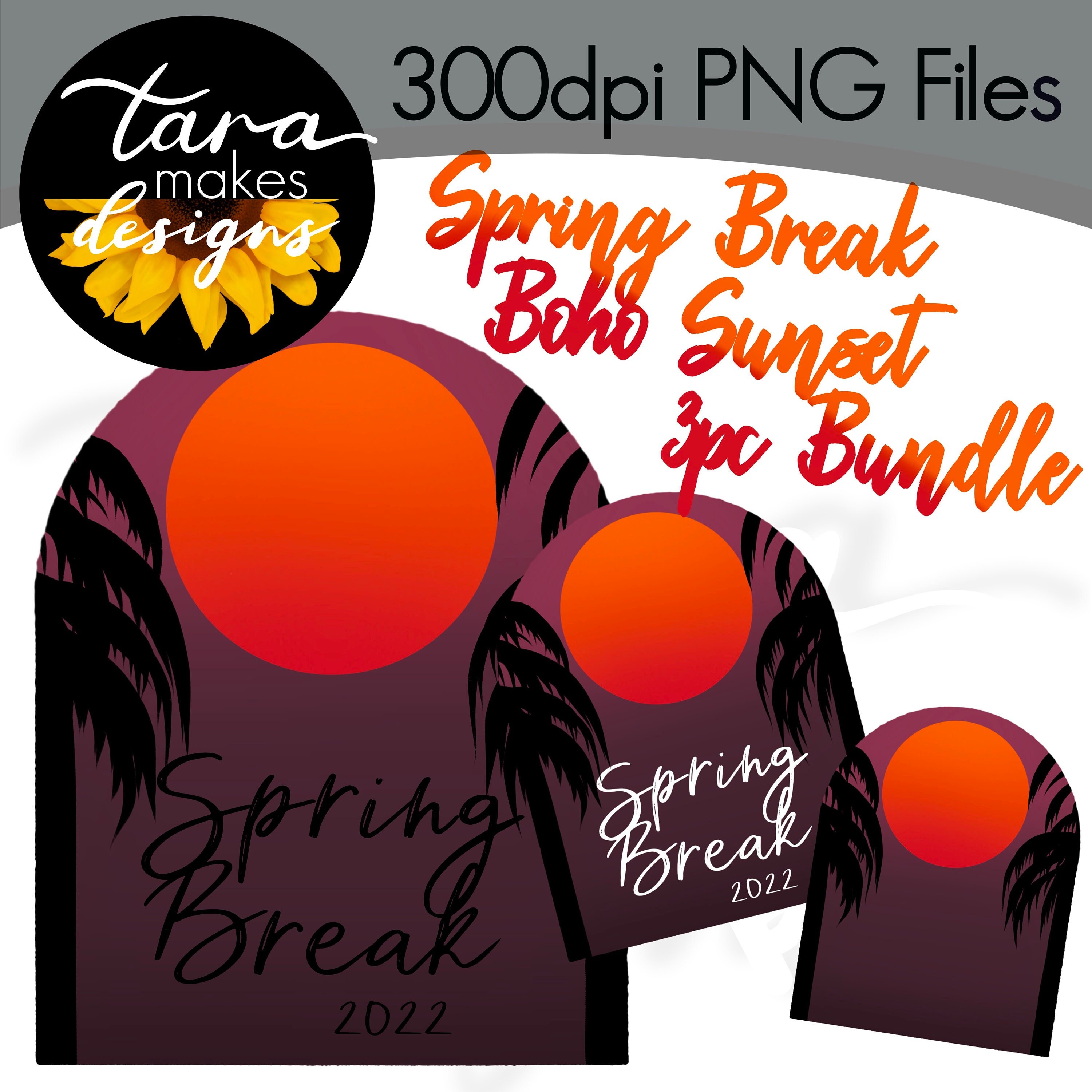 Spring Break Boho Sunset Bundle PNG Files, Sublimation, Digital Clipart ...