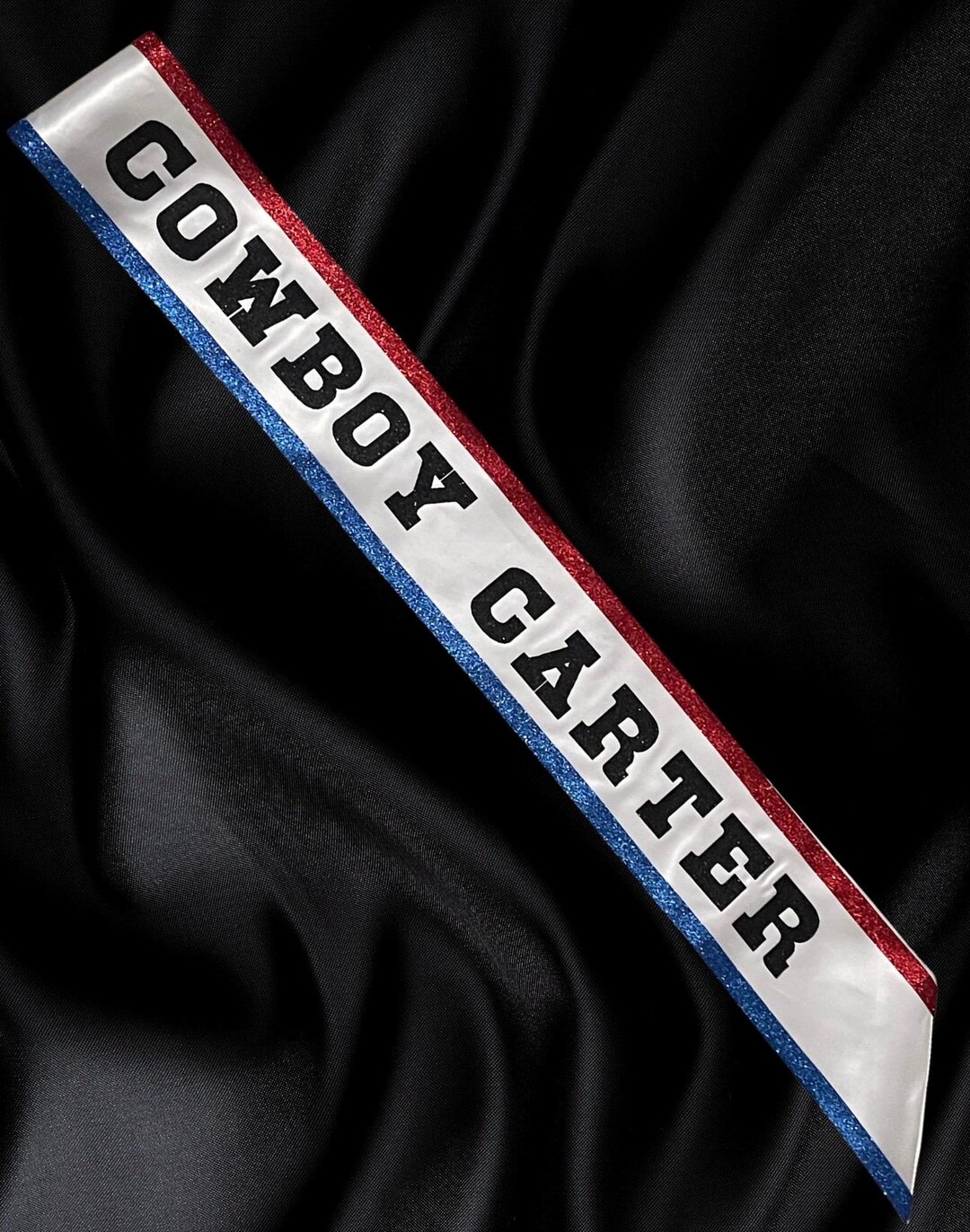 Custom Cowboy Sash, Cowboy Carter Sash Glitter Red and Blue Sash, Bride ...