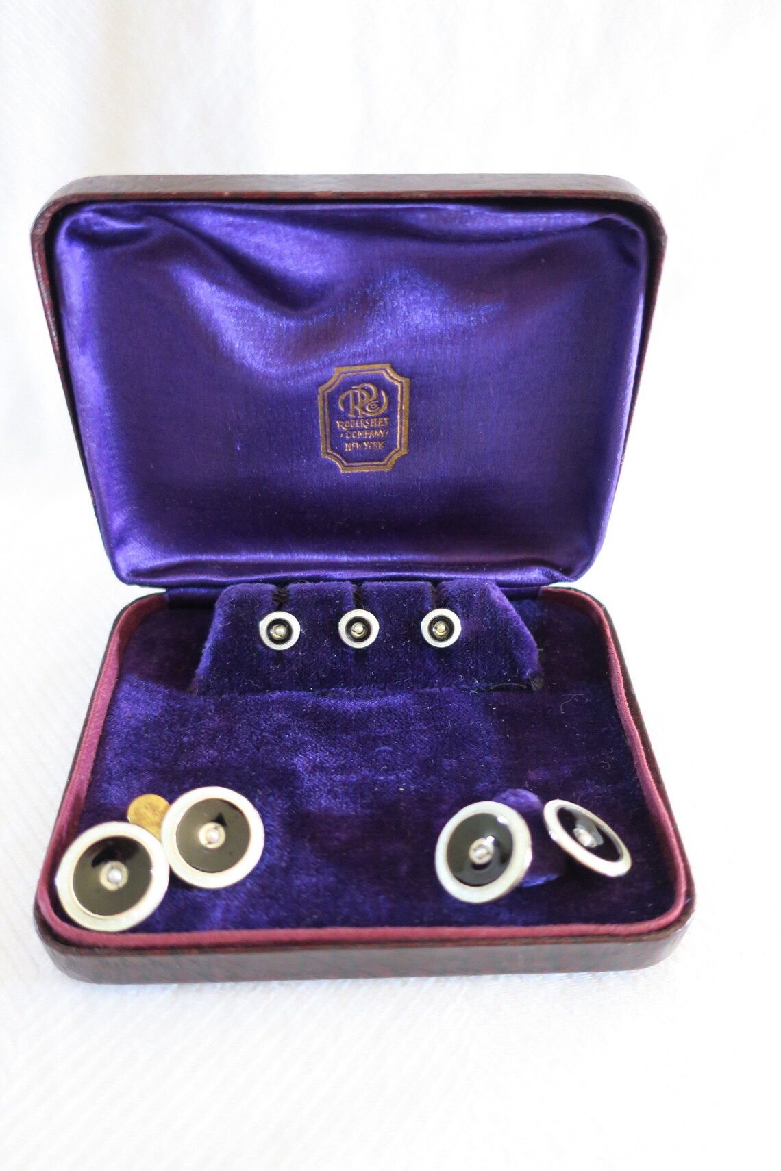 Rare Art Deco 5-piece Rogers Peet Sterling Silver White Enamel Around ...
