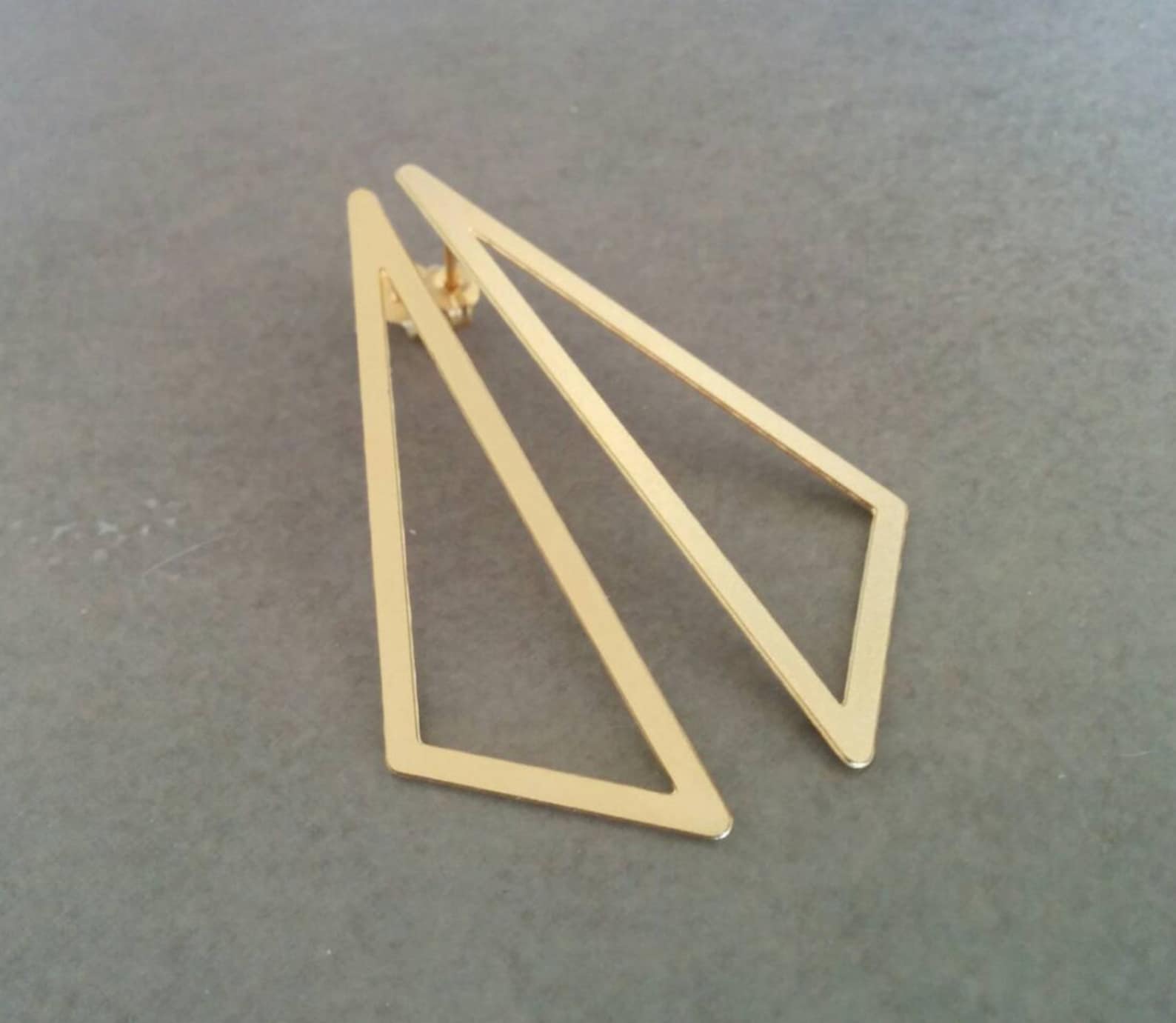 Triangle Earrings Geometric Earrings Triangle Studs Stud | Etsy