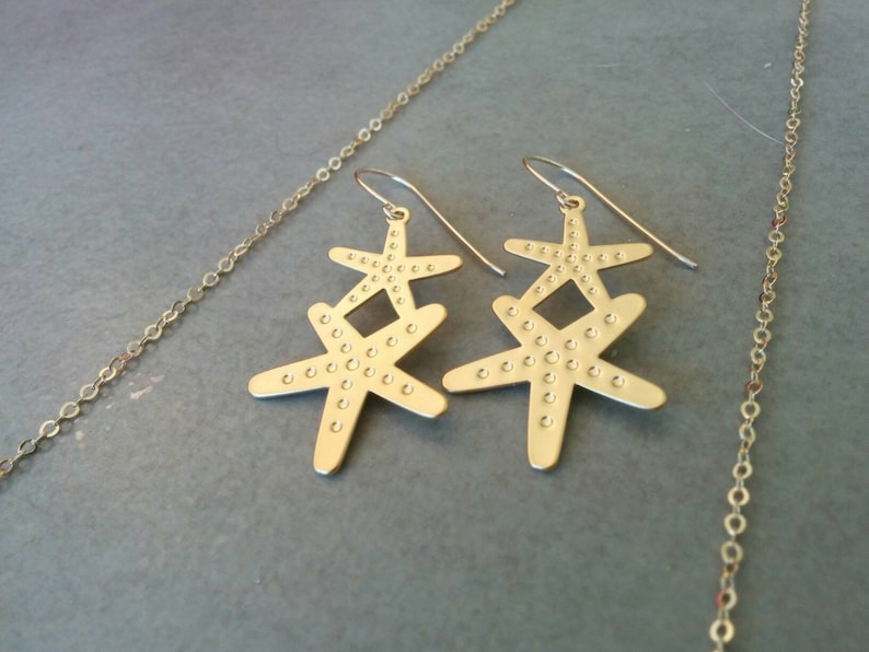 Sea Stars Jewelry Set Gold Jewelry Set Gold Star Earrings - Etsy