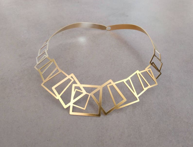 Gold Jewelry Set Gold Necklace Geometric Necklace Gold - Etsy