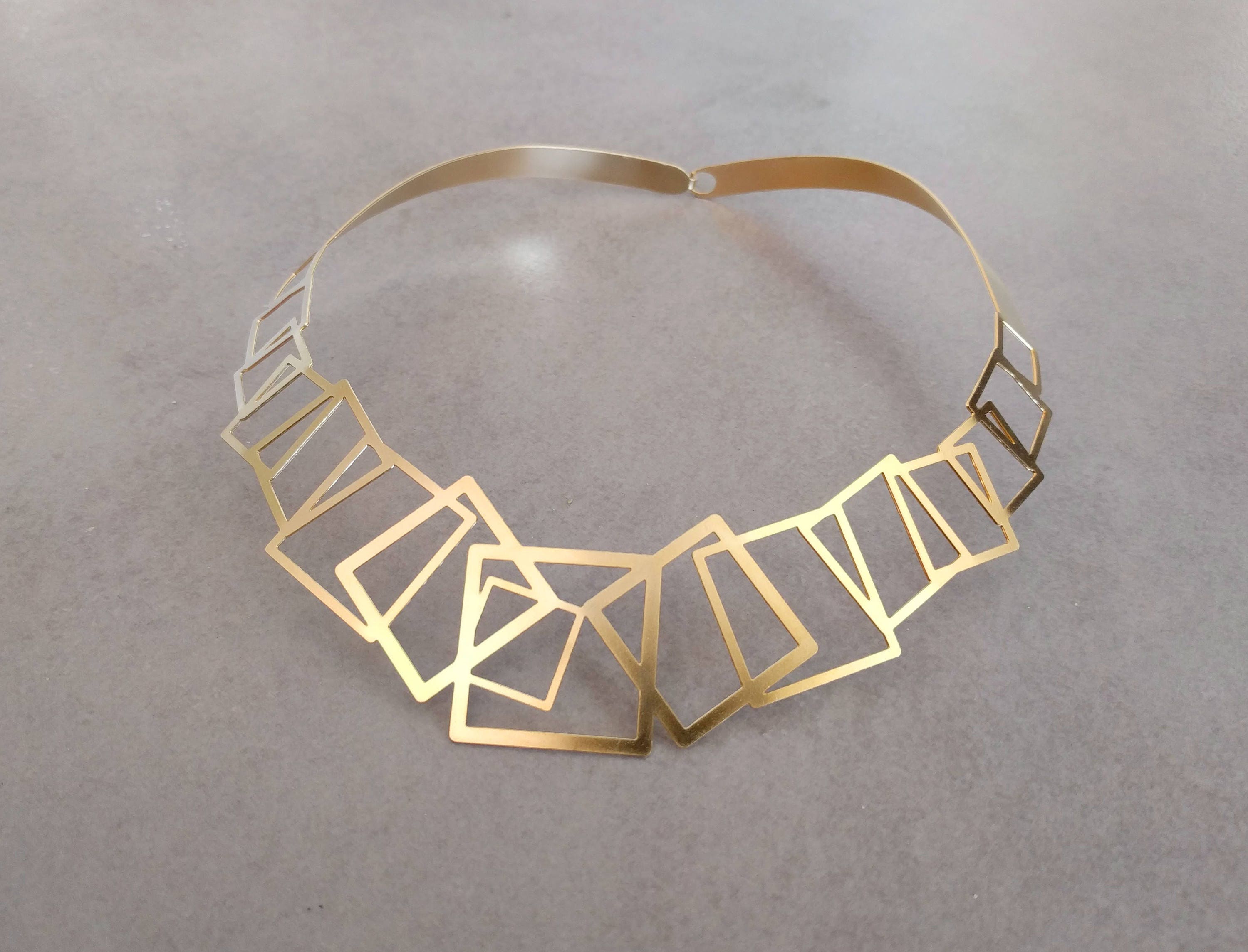 Gold Jewelry Set Gold Necklace Geometric necklace Gold | Etsy