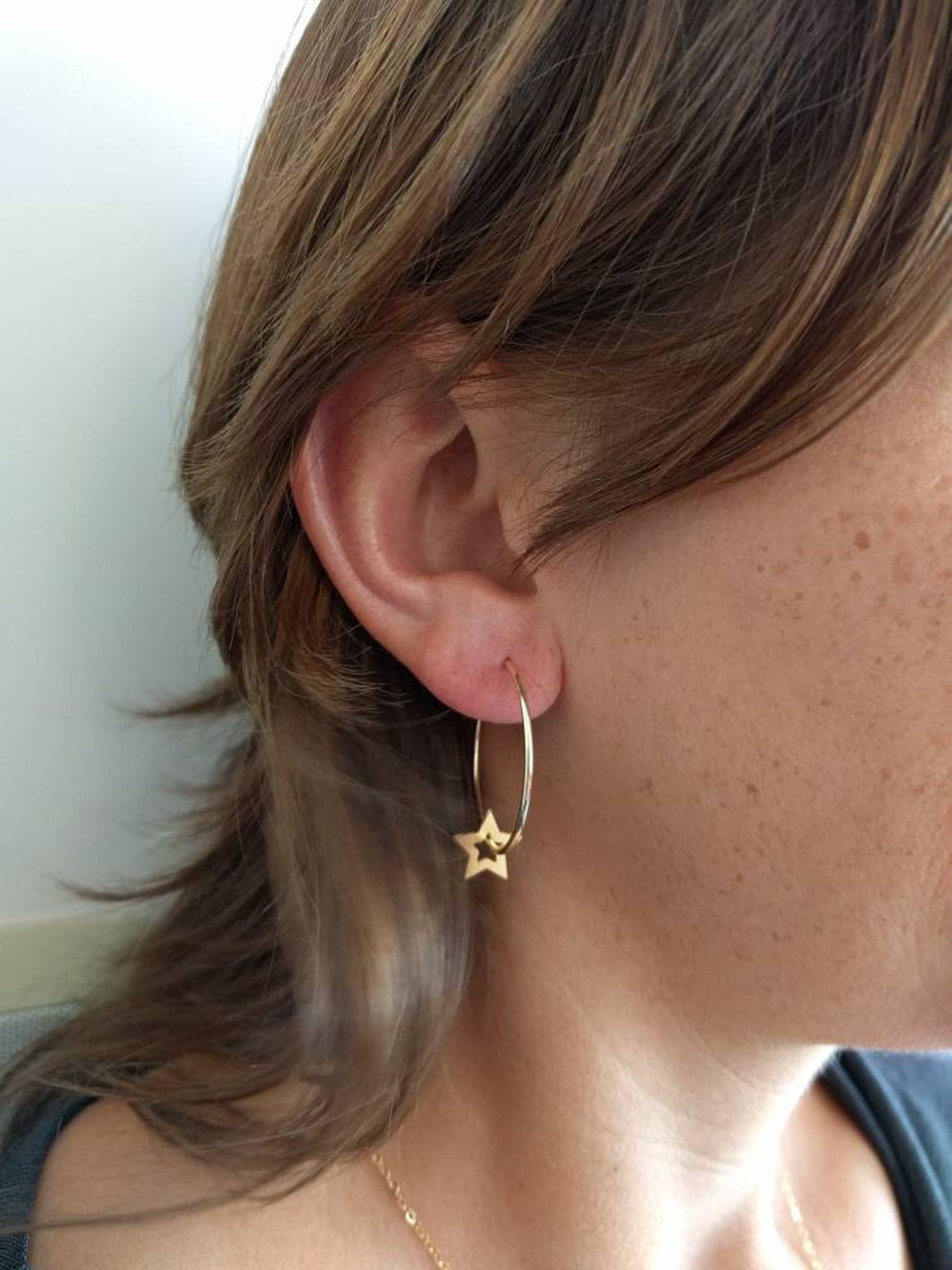 Gold Hoop Earrings, Star Earrings, Gold Star Earrings, Hoop Earrings ...