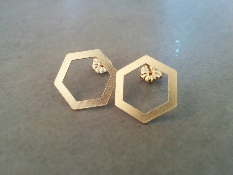 Hexagon Earrings Geometric Earrings Hexagon Studs Stud - Etsy Israel