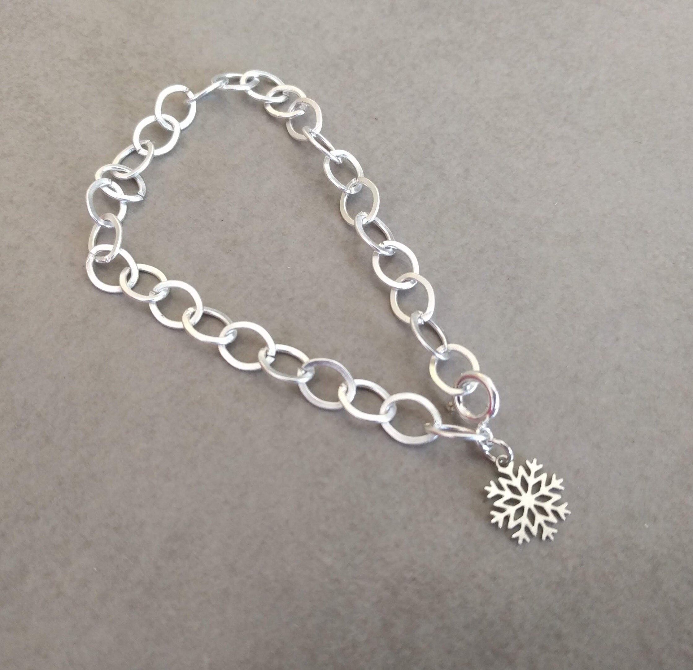Silver Chain Bracelet Snowflake Bracelet Christmas Bracelet - Etsy