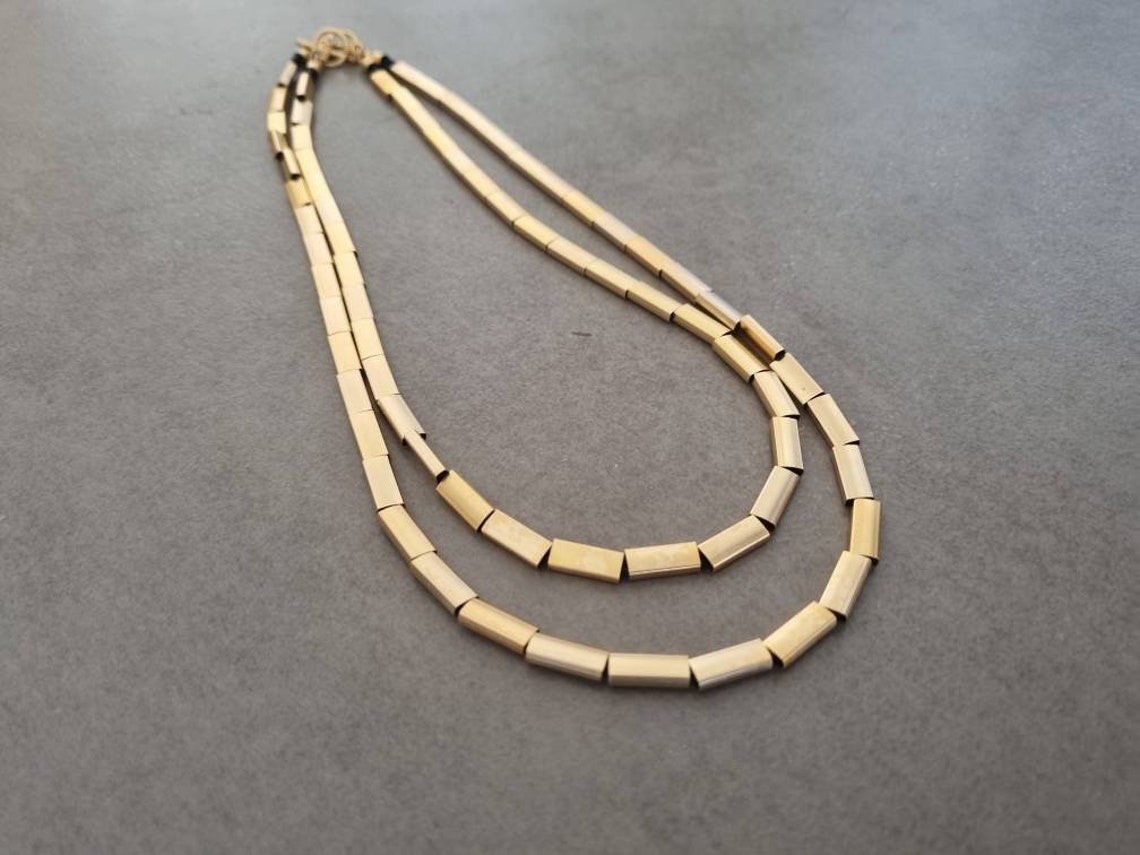 Gold Strand Necklace Gold Layered Necklace Gold Tube - Etsy