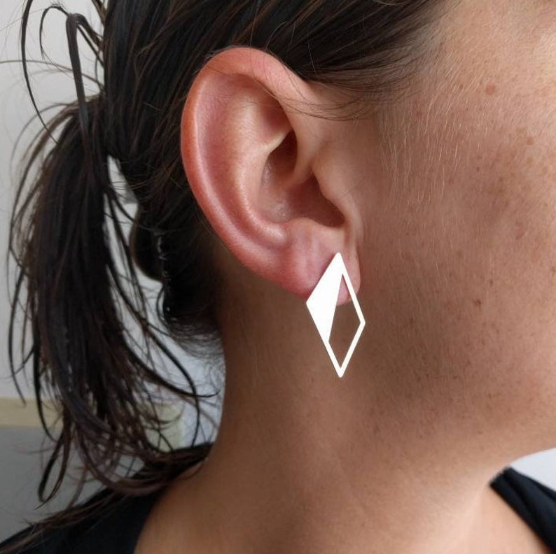 Geometric Stud Earrings Geometric Studs Geometric Earrings | Etsy