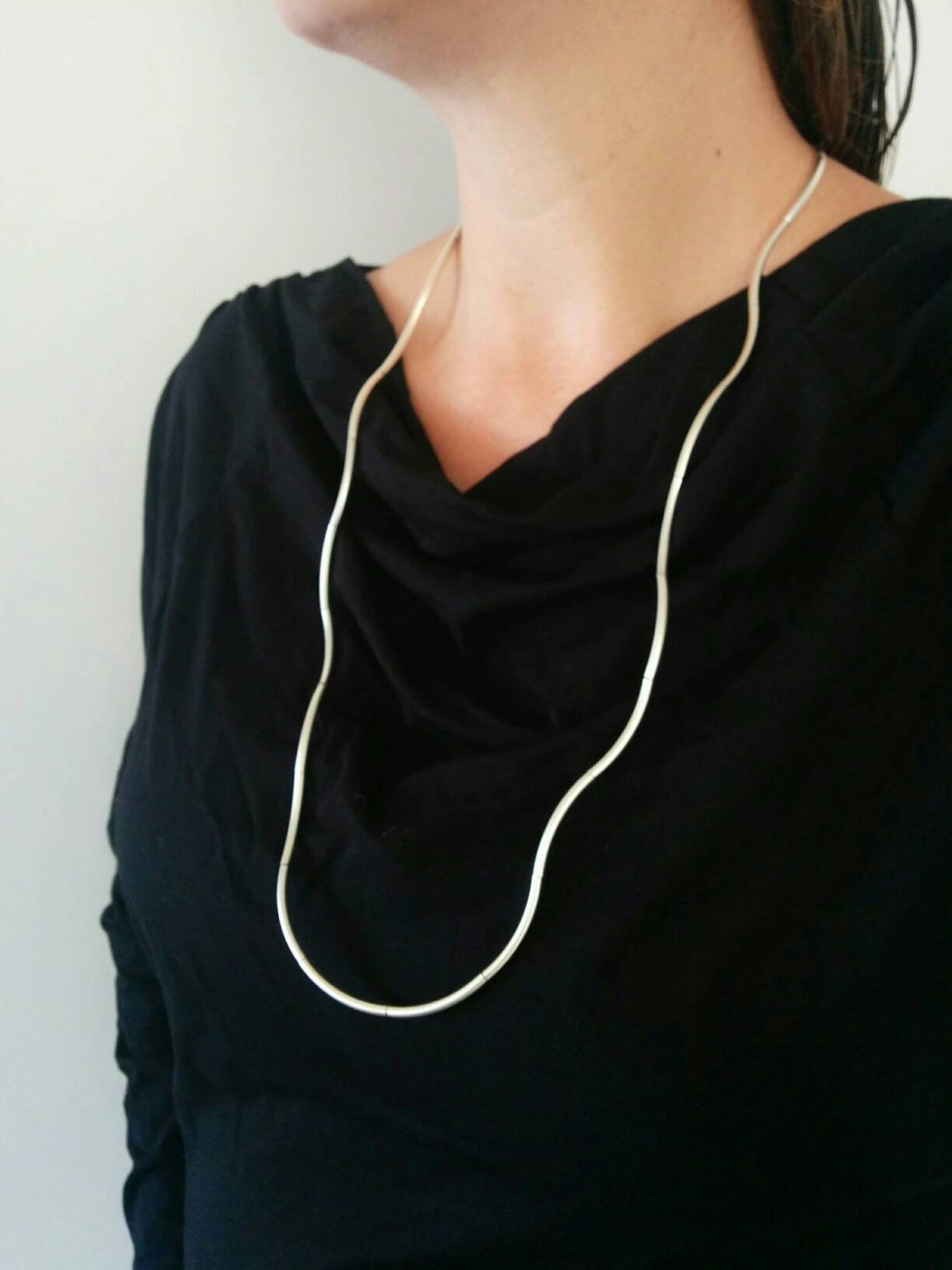 Silver Tubes Necklace, Long Necklace, Silver Necklace, Simple Silver ...
