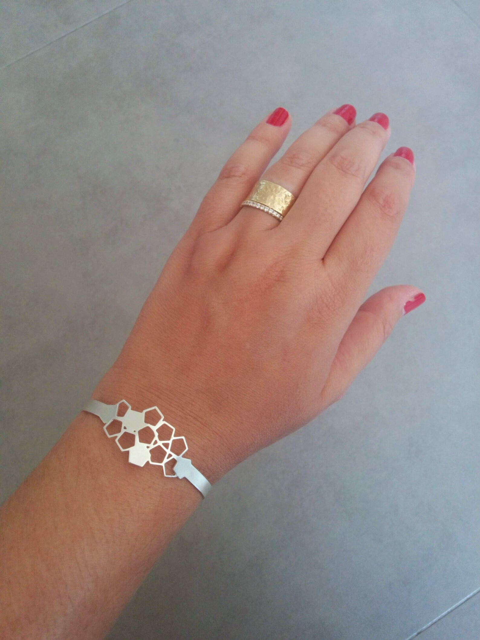 Silver Bracelet, Geometric Bracelet, Geometric Jewelry, Geometric ...