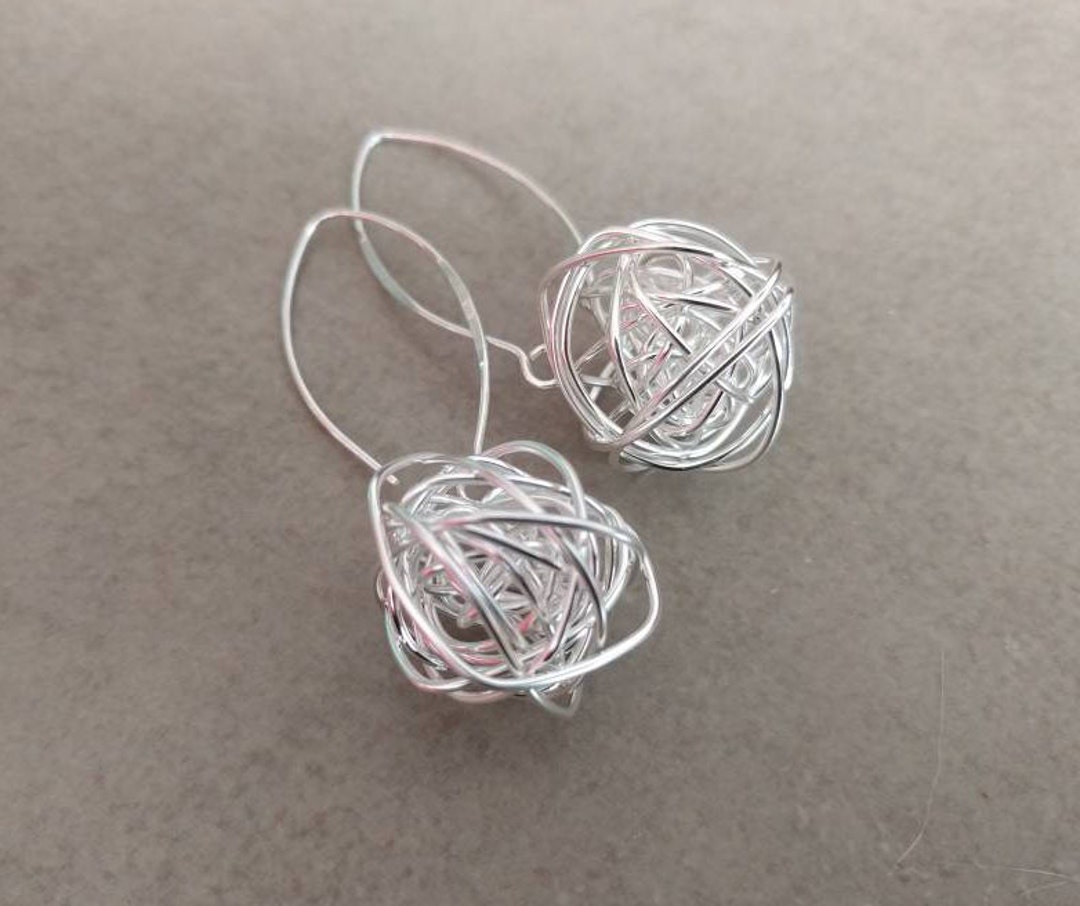 Silver Wire Earrings, Silver Earrings, Sterling Silver, Dangle Earrings ...