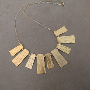 Gold Bib Necklace, Gold Statement Necklace, Geometric Necklace ...