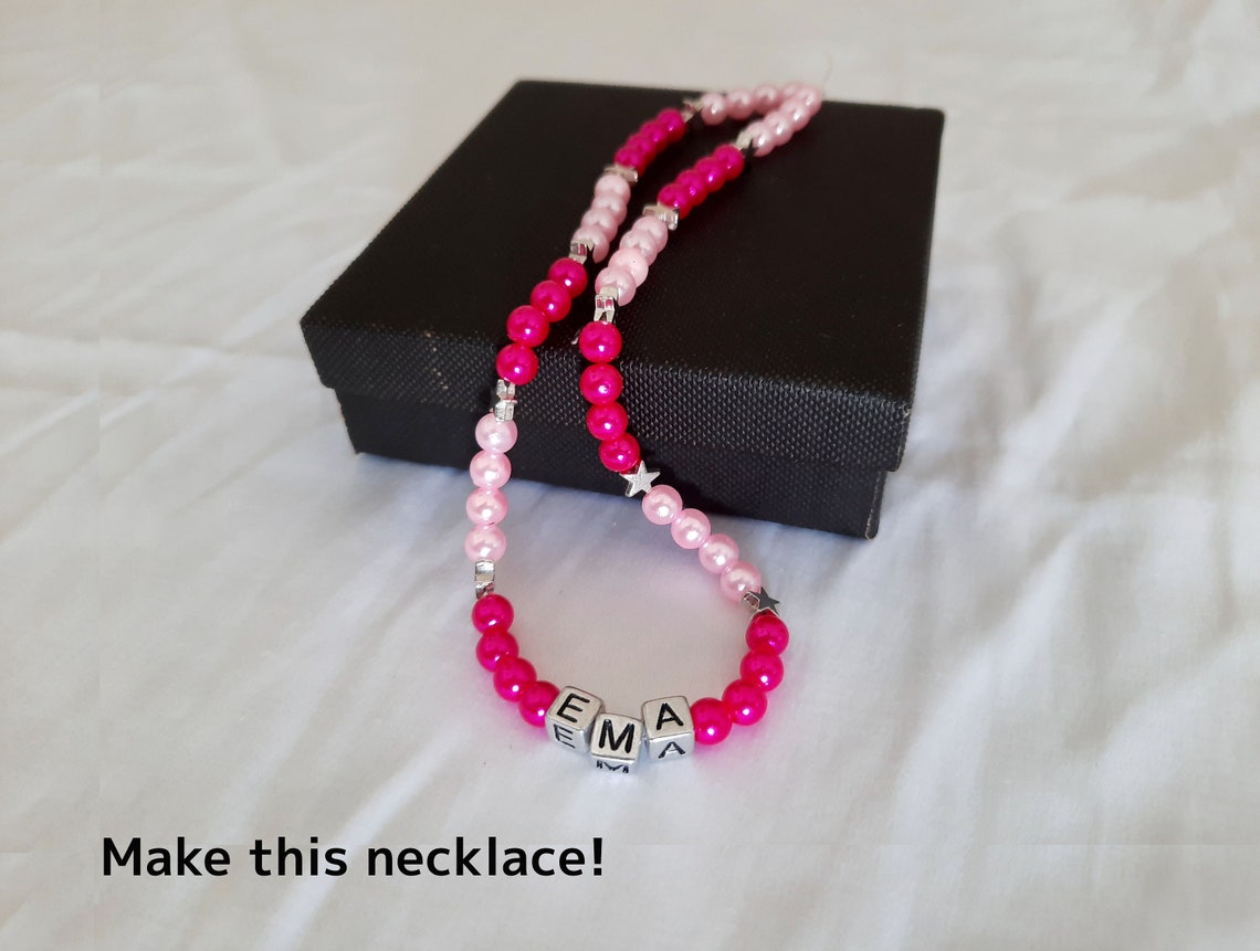 DIY Kids Craft Necklace Kit Pearl Beads Trendy Jewelry Home - Etsy