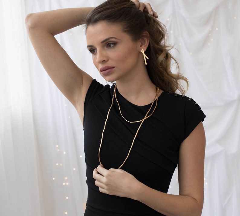 Gold Strand Necklace, Gold Layered Necklace, Gold Tube Necklace, Gold ...