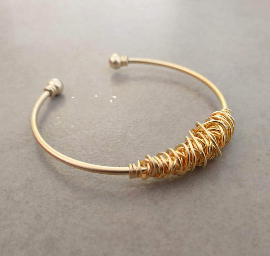 Gold Wire Bracelet Gold Cuff Gold Bracelet Braided | Etsy