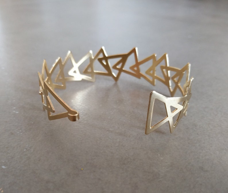 Triangle Bracelet Geometric Bracelet Gold Bracelet Cuff | Etsy