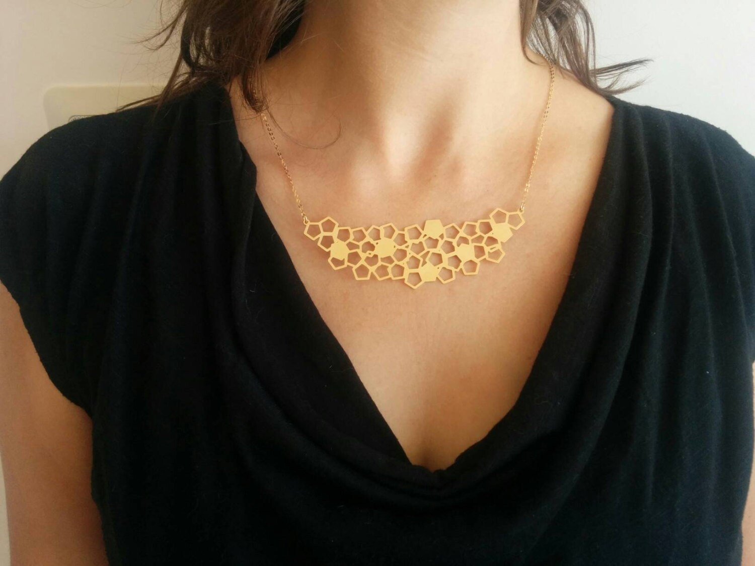 Gold Geometric Necklace Gold Necklace & Earrings Set | Etsy