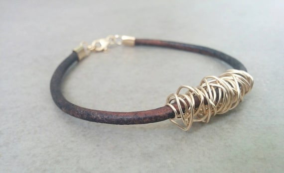 Leather Bracelet womens leather bracelet Leather Gold | Etsy