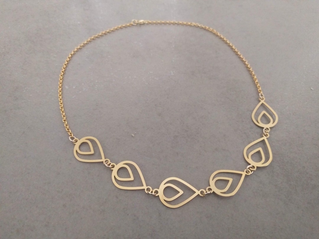 Teardrop Necklace, Gold Necklace, Chain Gold Necklace, Geometric ...