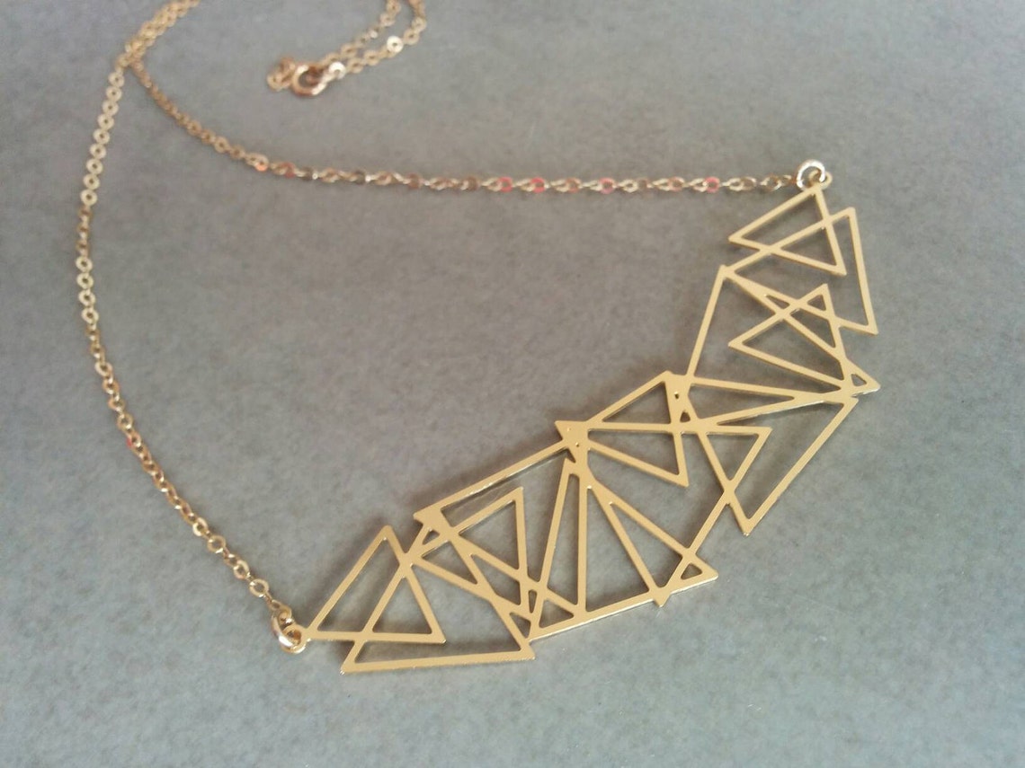 Gold Jewelry Set, Geometric Necklace and Earrings - Etsy