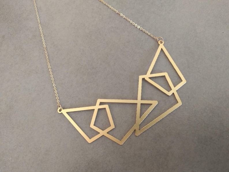 Triangle Necklace, Geometric Necklace, Gold Necklace, Square Necklace ...