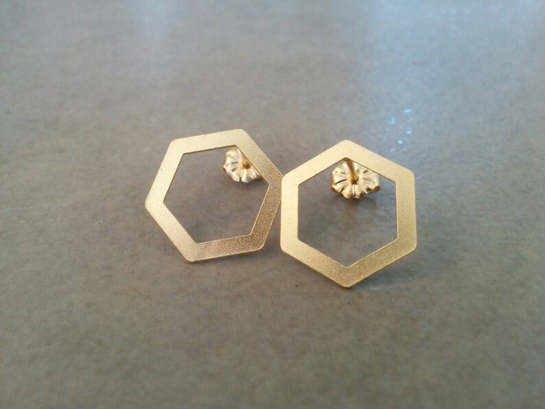 Hexagon Earrings Geometric Earrings Hexagon Studs Stud - Etsy Israel