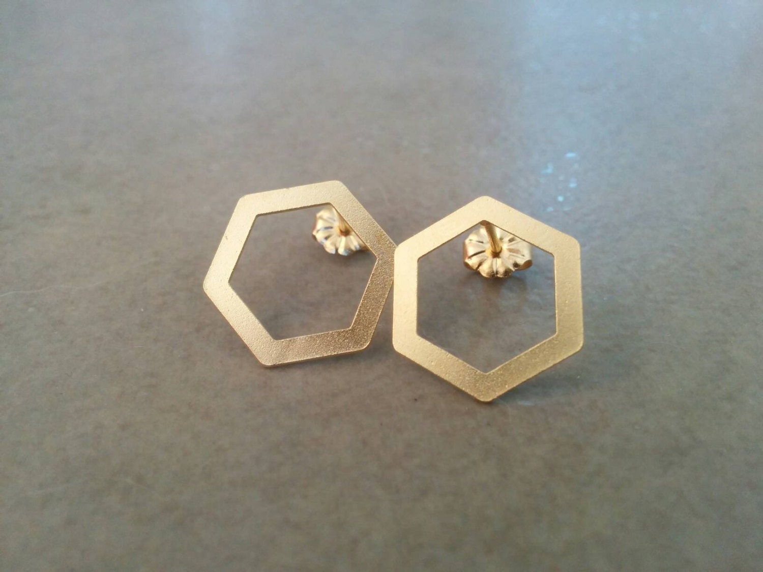 Hexagon Earrings Geometric Earrings Hexagon Studs Stud - Etsy Israel
