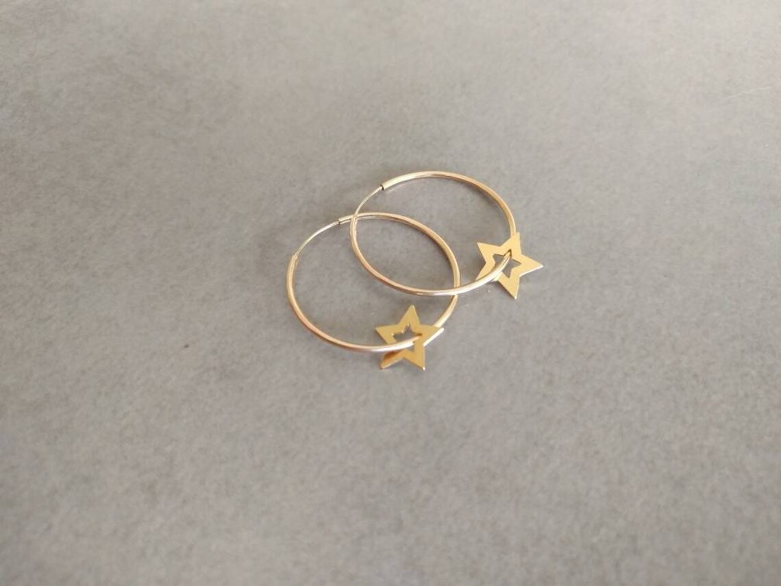 Gold Hoop Earrings, Star Earrings, Gold Star Earrings, Hoop Earrings ...