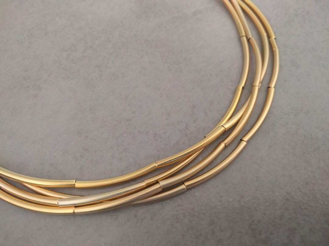 Gold Strand Necklace, Gold Layered Necklace, Gold Tube Necklace, Gold ...