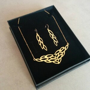 Gold Jewelry Set, Gold Leaf Necklace, Gold Earrings, Jewelry Set, Gold ...