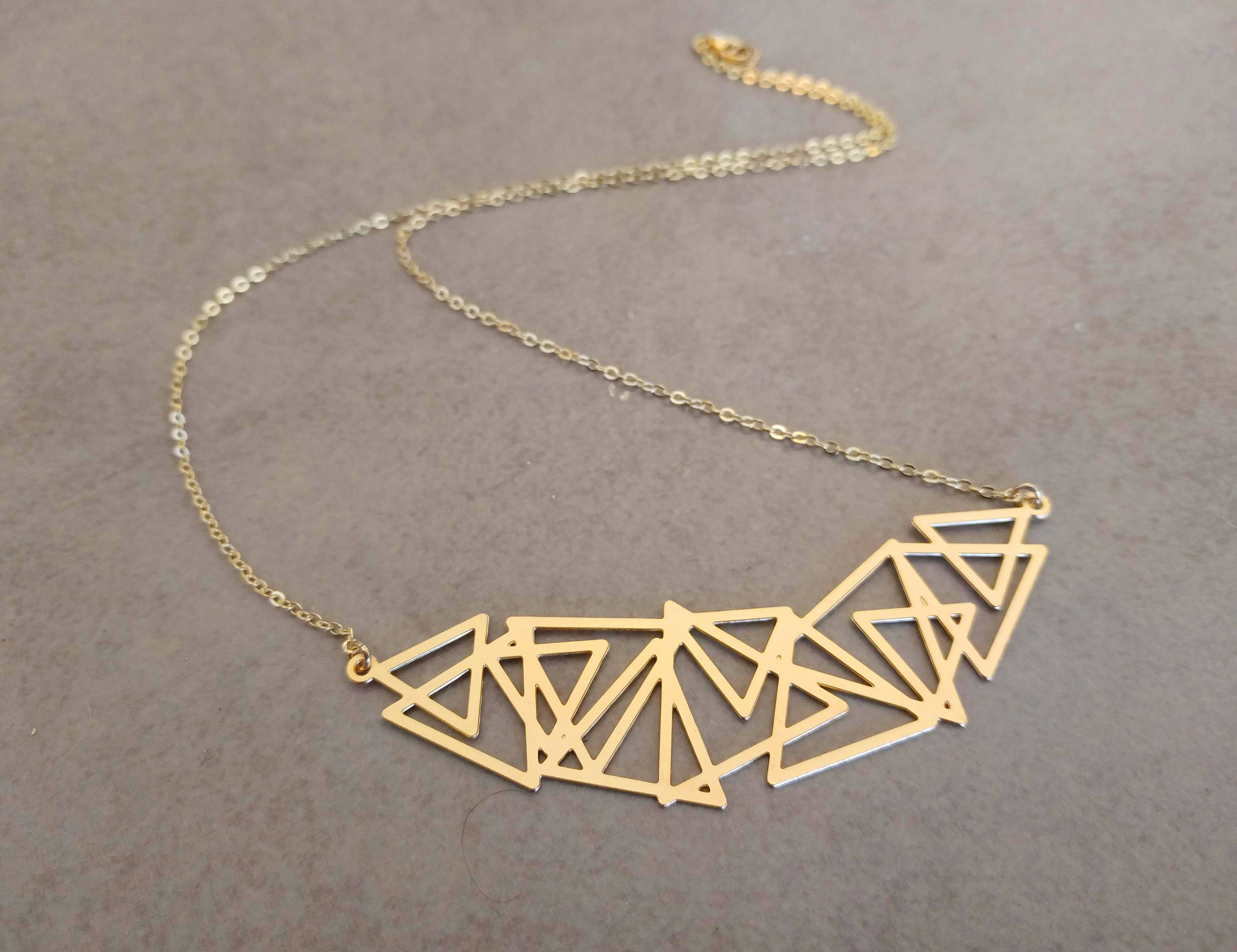 Triangle Necklace Gold Triangle Geometric Necklace Gold - Etsy