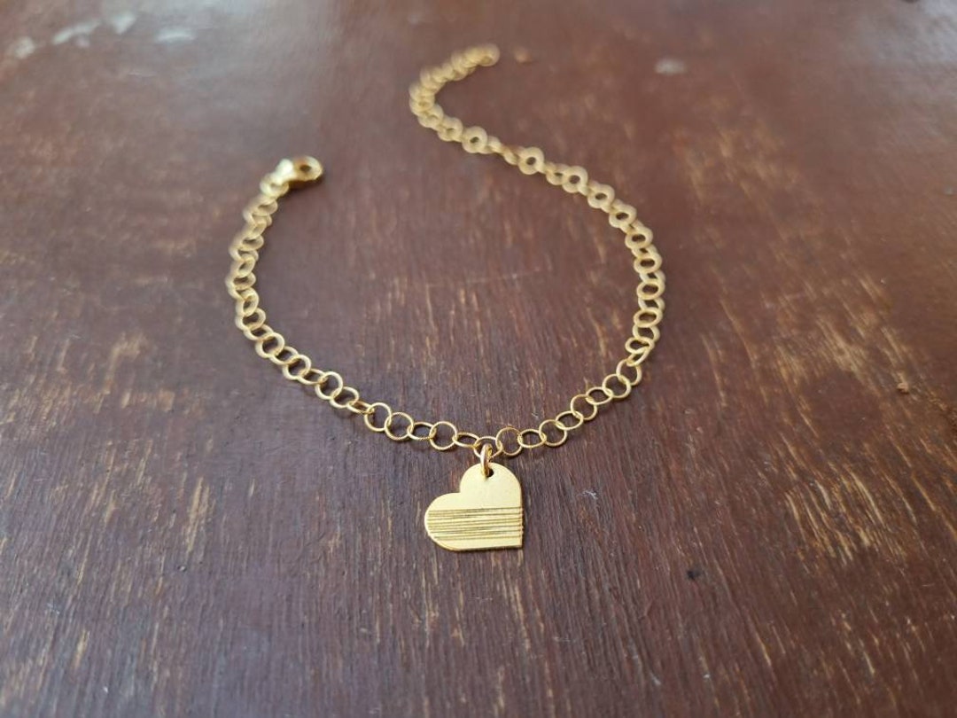 Gold Heart Bracelet, Charm Bracelet, Love Bracelet, Friendship Bracelet ...
