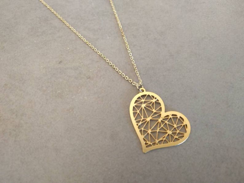 Valentine's Day Gift, Heart Necklace, Gold Heart, Gold Necklace, Gold ...