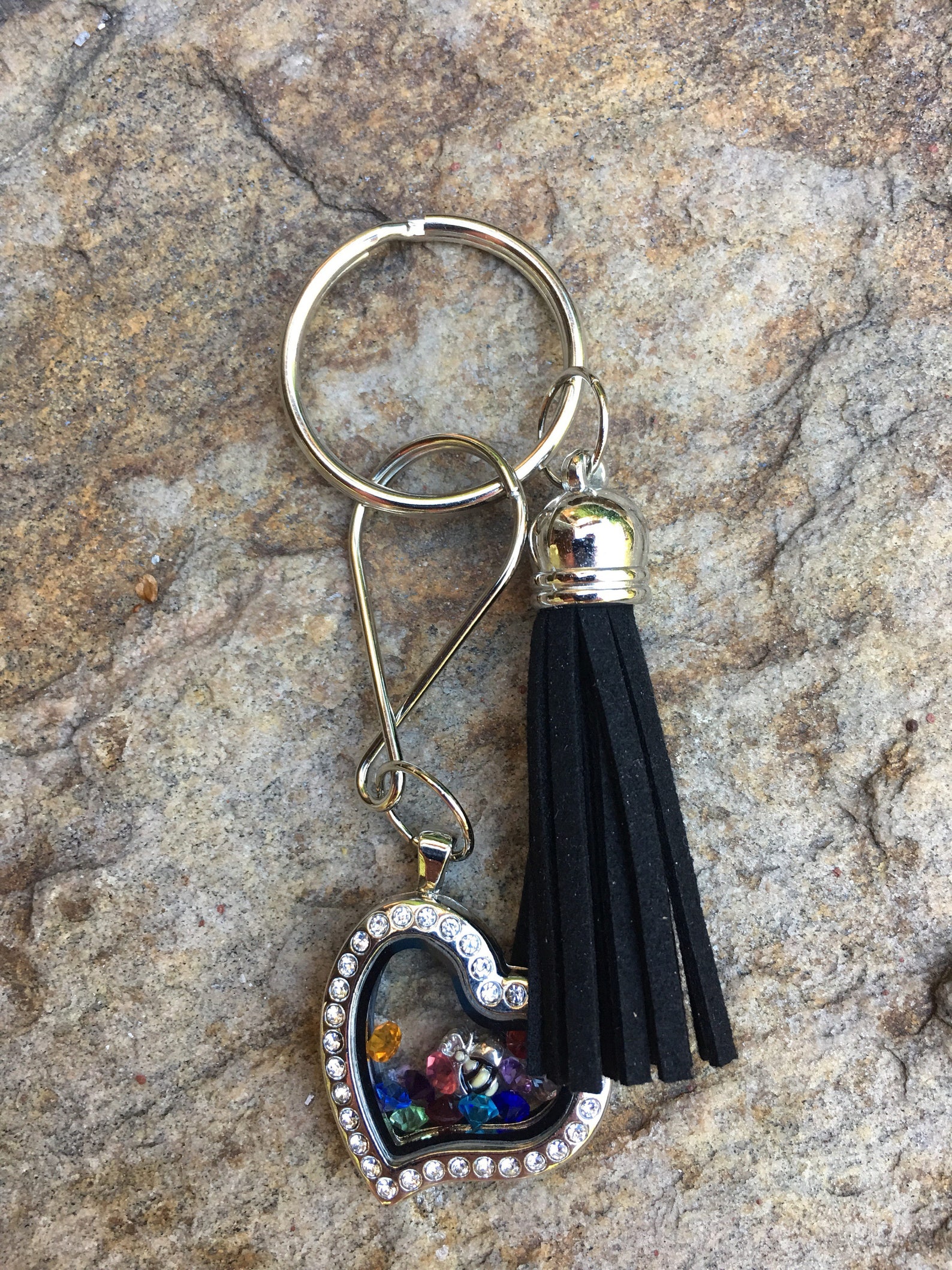 Floating Heart Locket Key Chain/Memory Locket/Tassel | Etsy