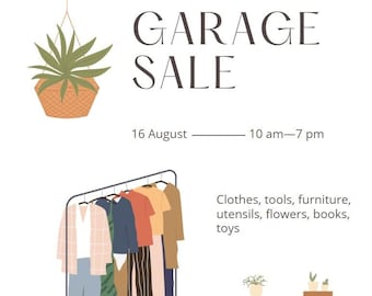 Yard Sale Garage Sale Flyer Party Invitation Digital Card Editable ...