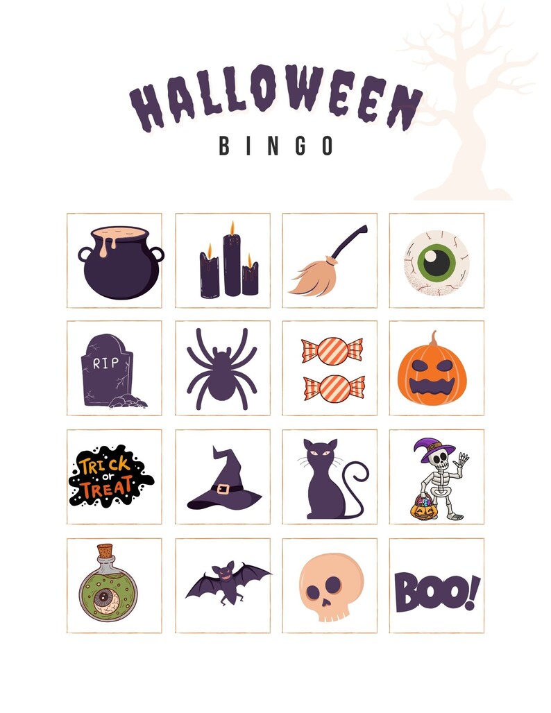 Halloween Bingo Cards, Printable Halloween Bingo, Halloween Party Game ...