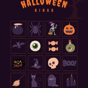 Halloween Bingo Cards, Printable Halloween Bingo, Halloween Party Game ...
