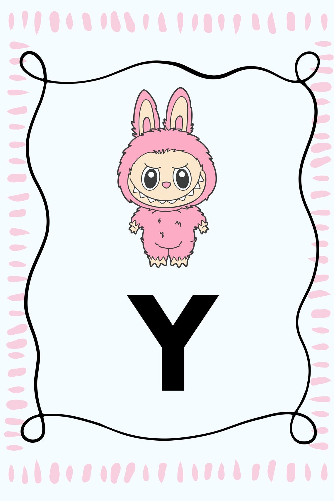 Labubu Happy Birthday Bunting Banner Template, Kids Cute Monsters ...