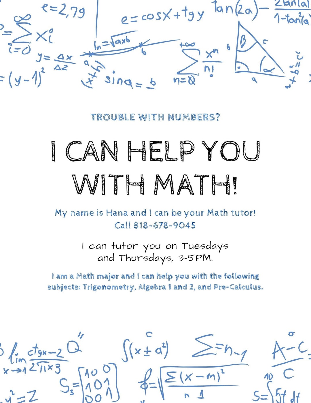 Private Tutor Tutoring Math Science High School Flyer Digital Card ...