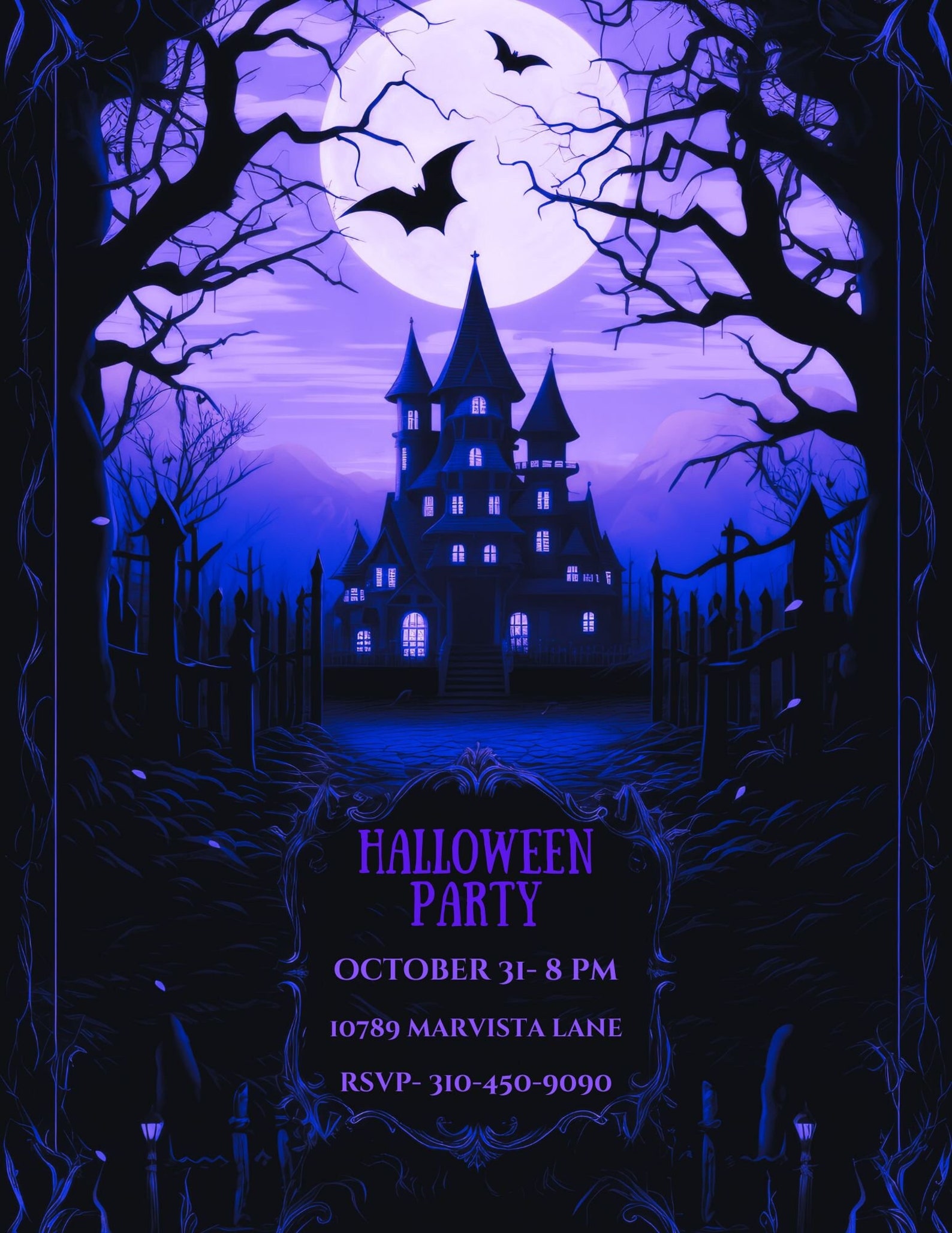 Halloween Party Scary Spooky Haunted Mansion Flyer Party Invitation ...