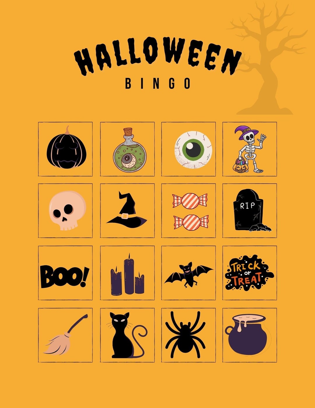 Halloween Bingo Cards, Printable Halloween Bingo, Halloween Party Game ...