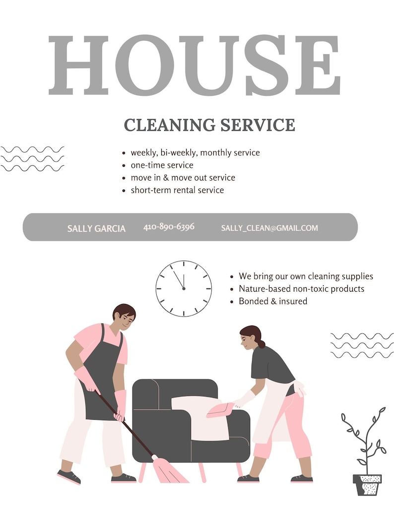 House Cleaning House Keeper Service Flyer Cleaning Lady Digital ...