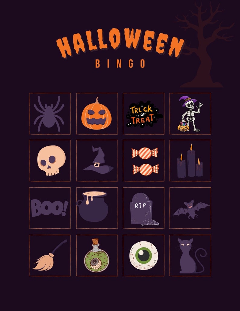 Halloween Bingo Cards, Printable Halloween Bingo, Halloween Party Game ...