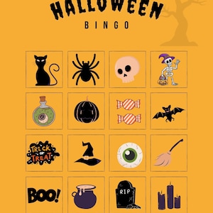 Halloween Bingo Cards, Printable Halloween Bingo, Halloween Party Game ...