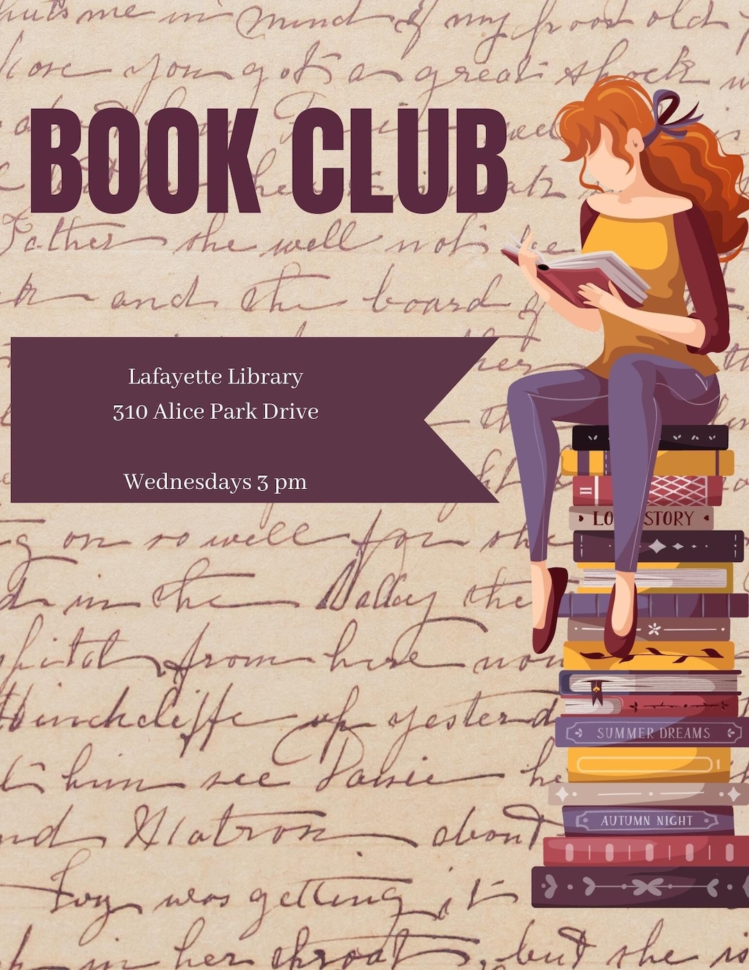 Book Club Meeting Invitation Digital Card Editable Template - Etsy