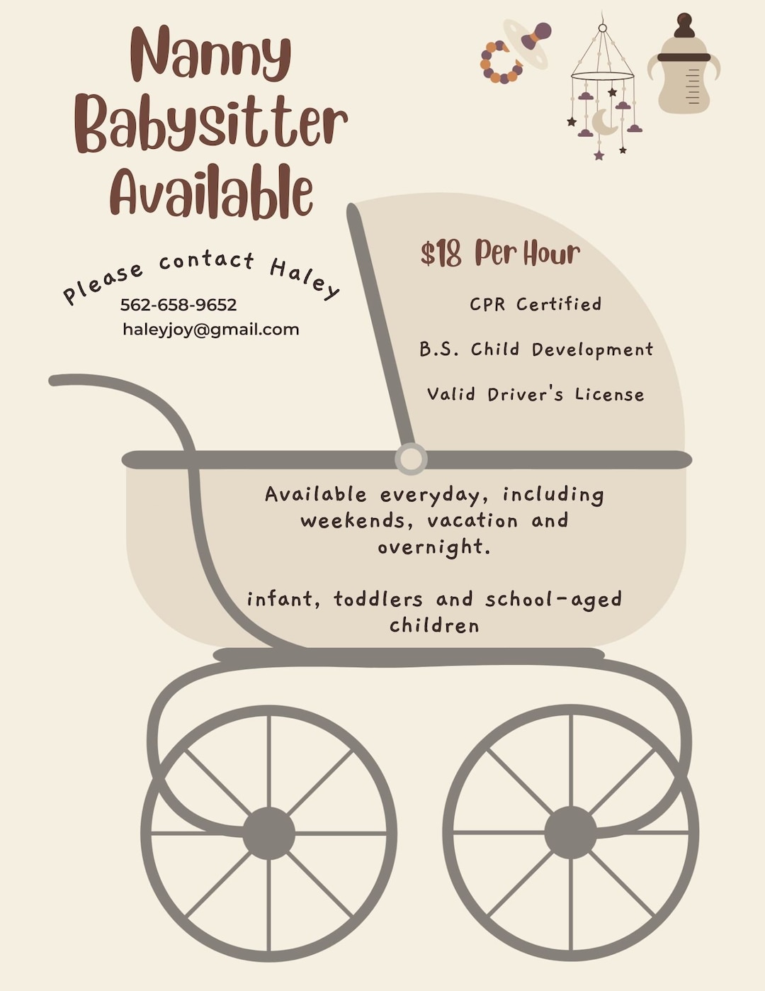 Babysitting Nanny Child Care Services Flyer Digital Card Editable Template PDF - Etsy